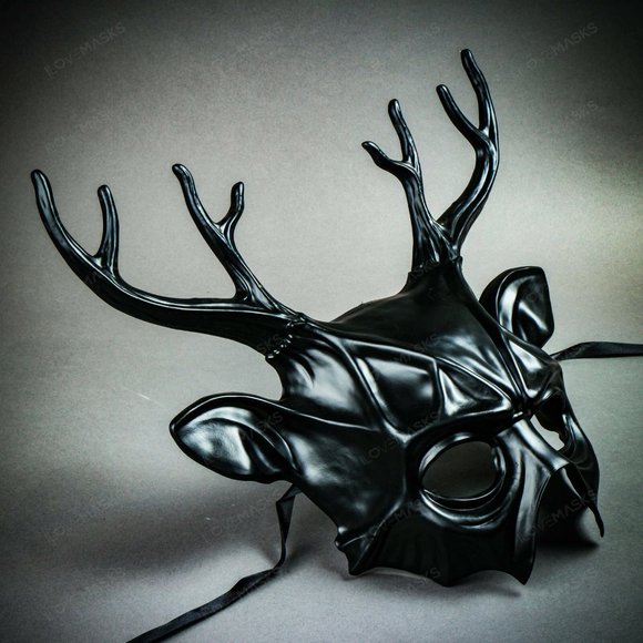 ILOVEMASKS | Accessories | Black Devil Demon Deer Horn Party Masquerade ...